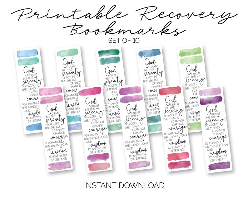 Printable Serenity Prayer Bookmarks - Alanon, Coda, & 12-step Slogans ...