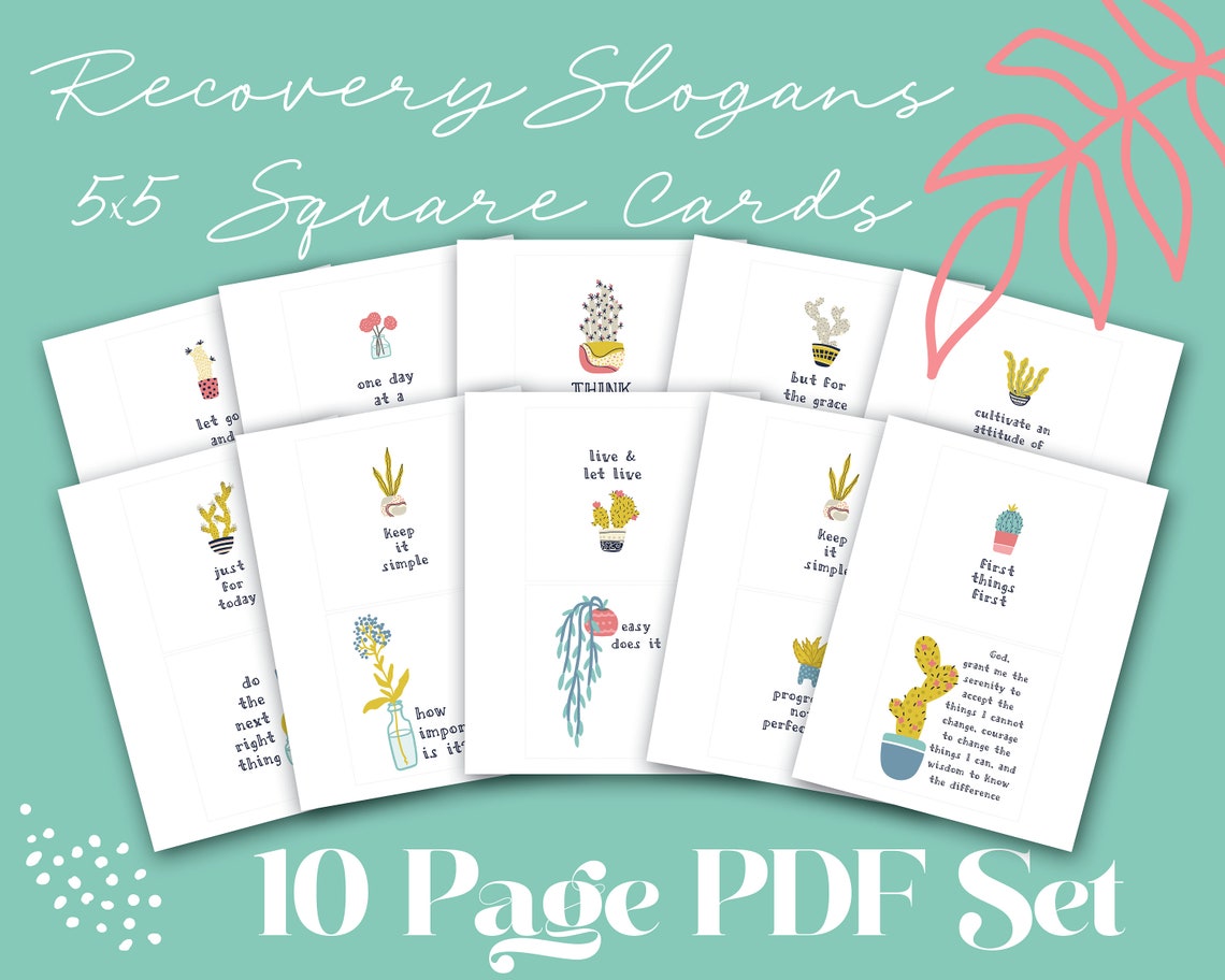 Printable Recovery Slogan Desk Cards Alanon, Coda, and Other 12-step ...