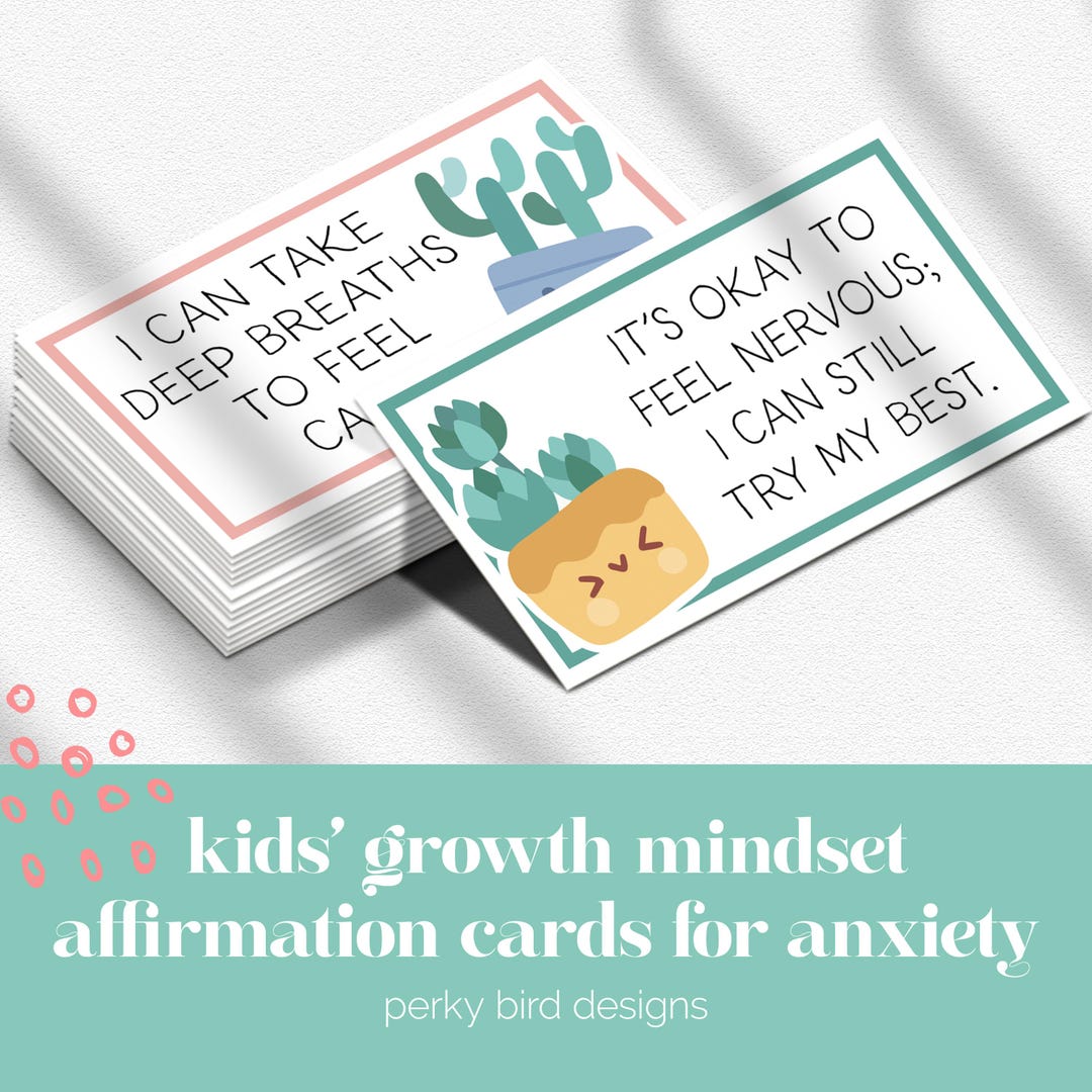 Anxiety Affirmation Cards Printable Set for Kids | Lunch Box Notes | I ...