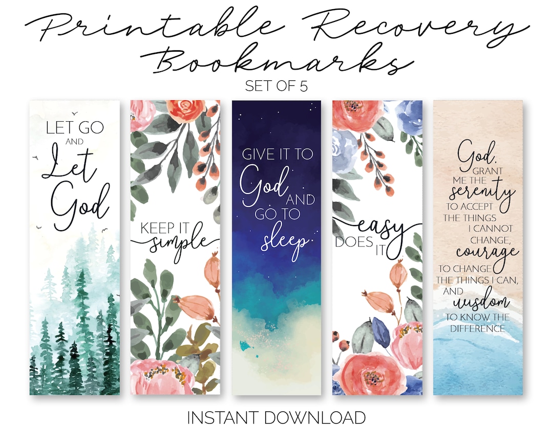 Printable Recovery Bookmarks - 12-step Program Slogans and Quotes - Set ...