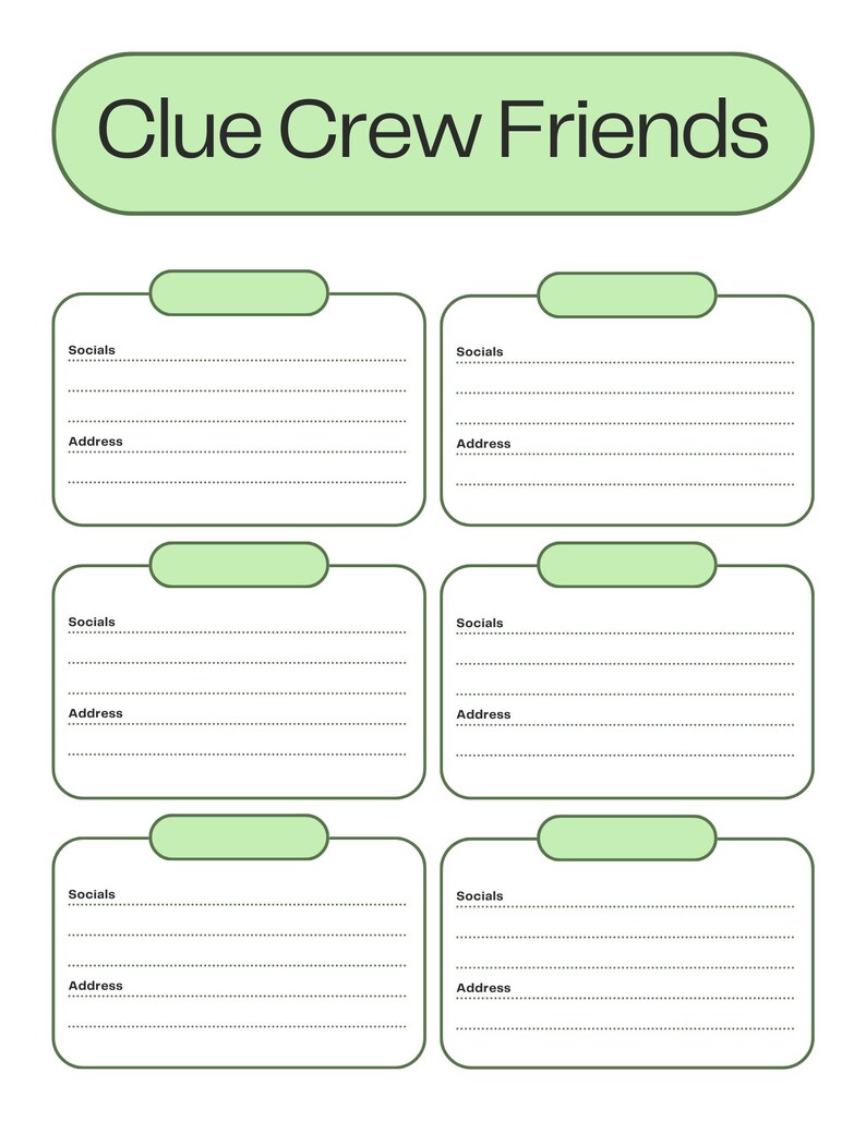 Clue Crew Printables - Favorite Shops, Streamers, Clue Crew Friends - Etsy