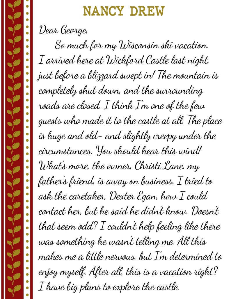 Custom Letter From Nancy Drew - Etsy