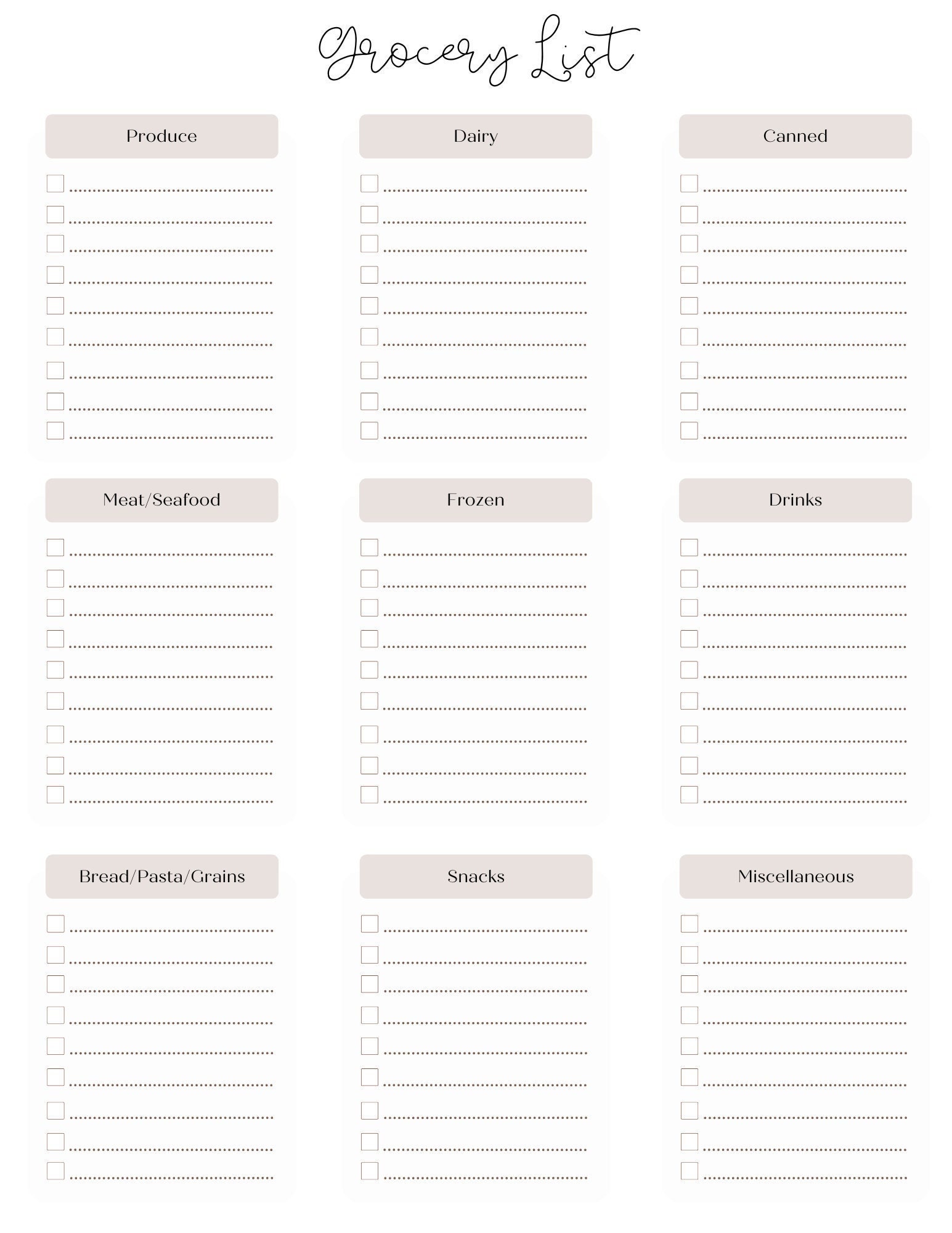 Grocery List Canva Template - Etsy
