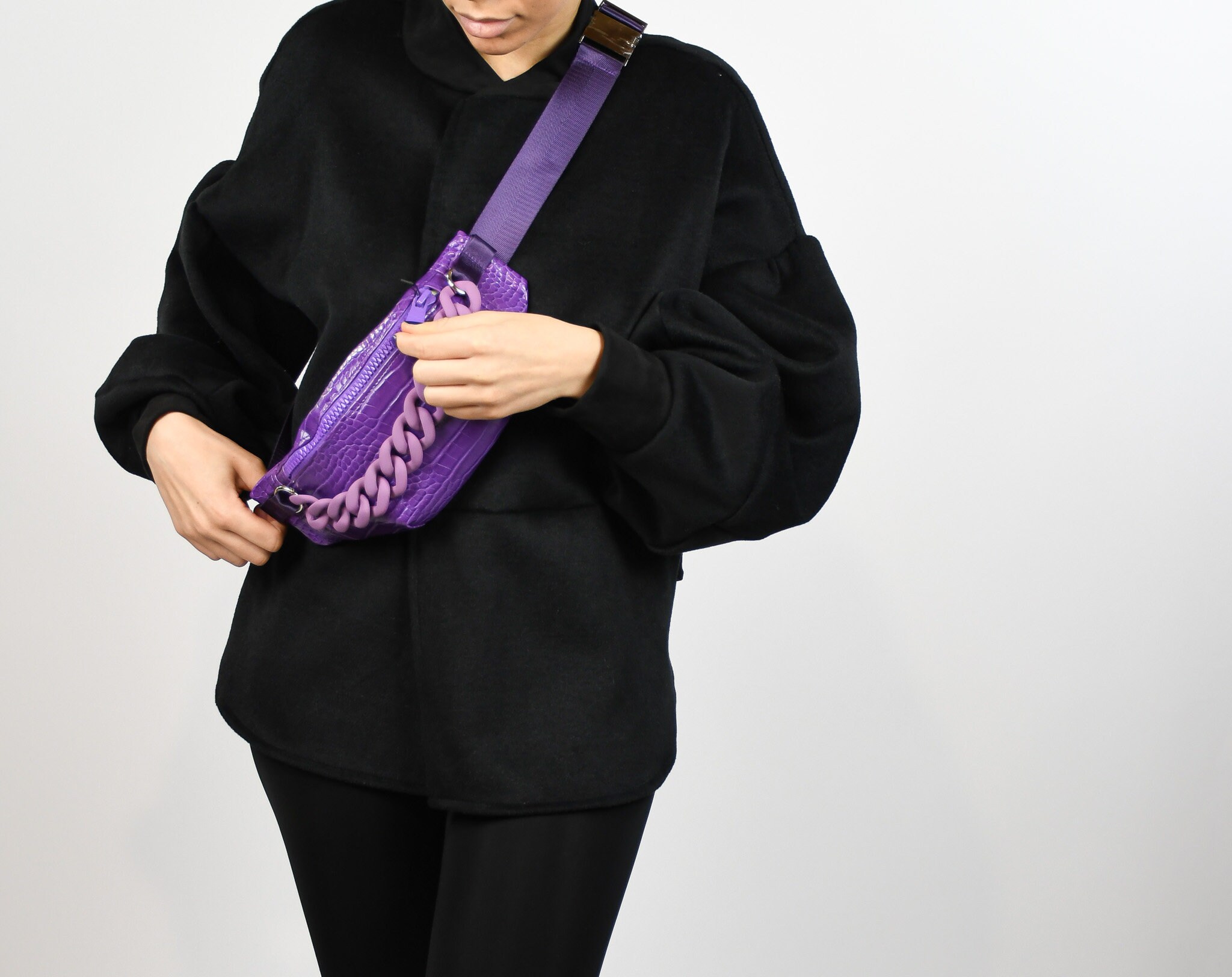 Purple Chained Fanny Pack With Chain Detail - Etsy