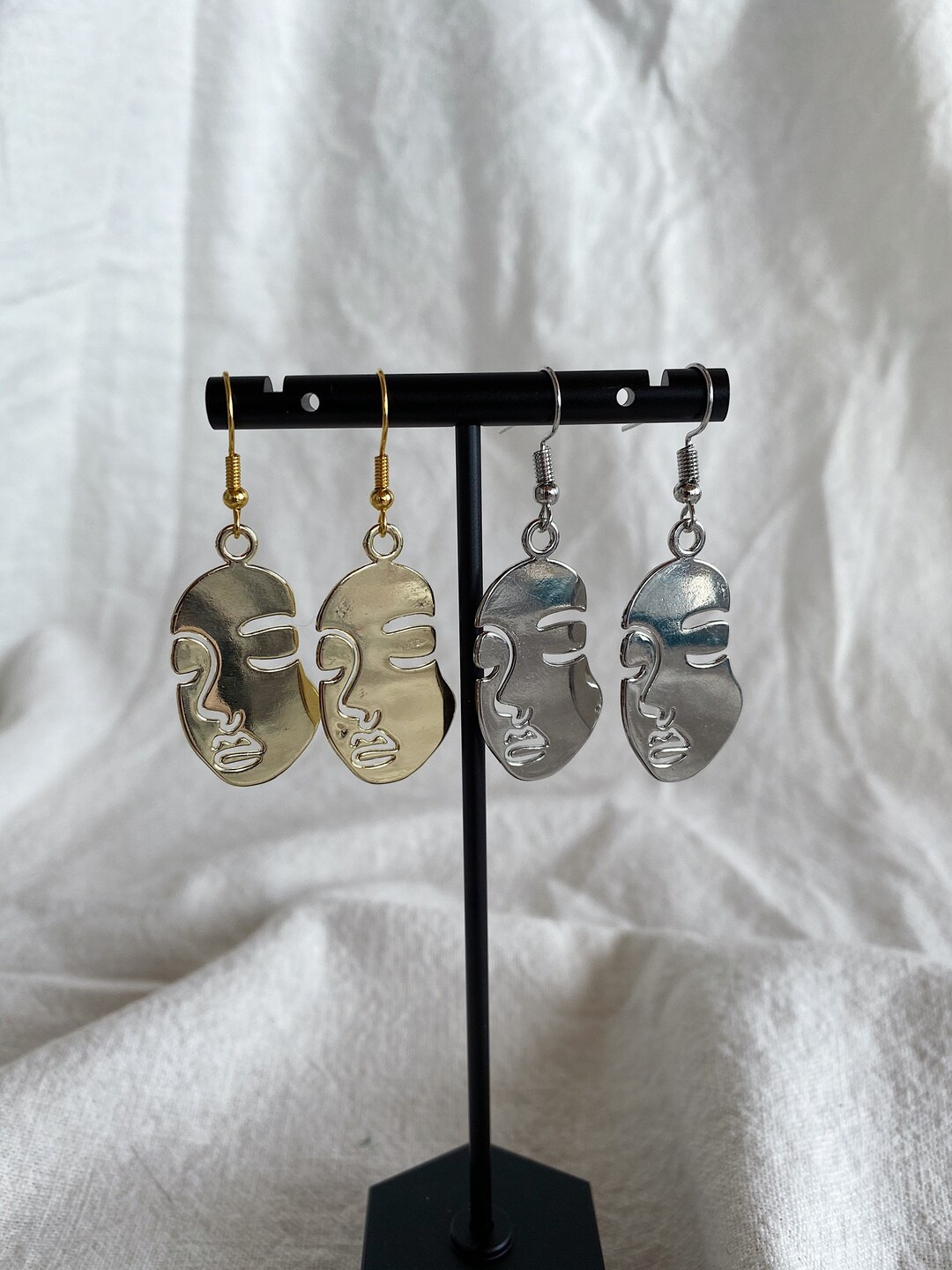 Abstract Face Earrings | Face Silhouette Earrings | Geometric Face ...