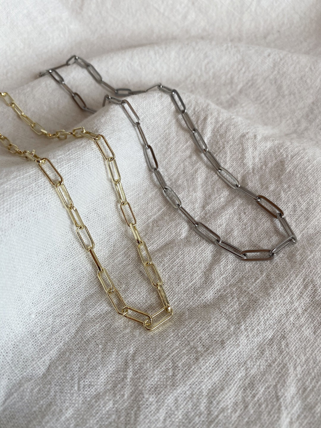 Paperclip Chain Necklace | Link Chain | 14k Gold Plated | Stainless ...