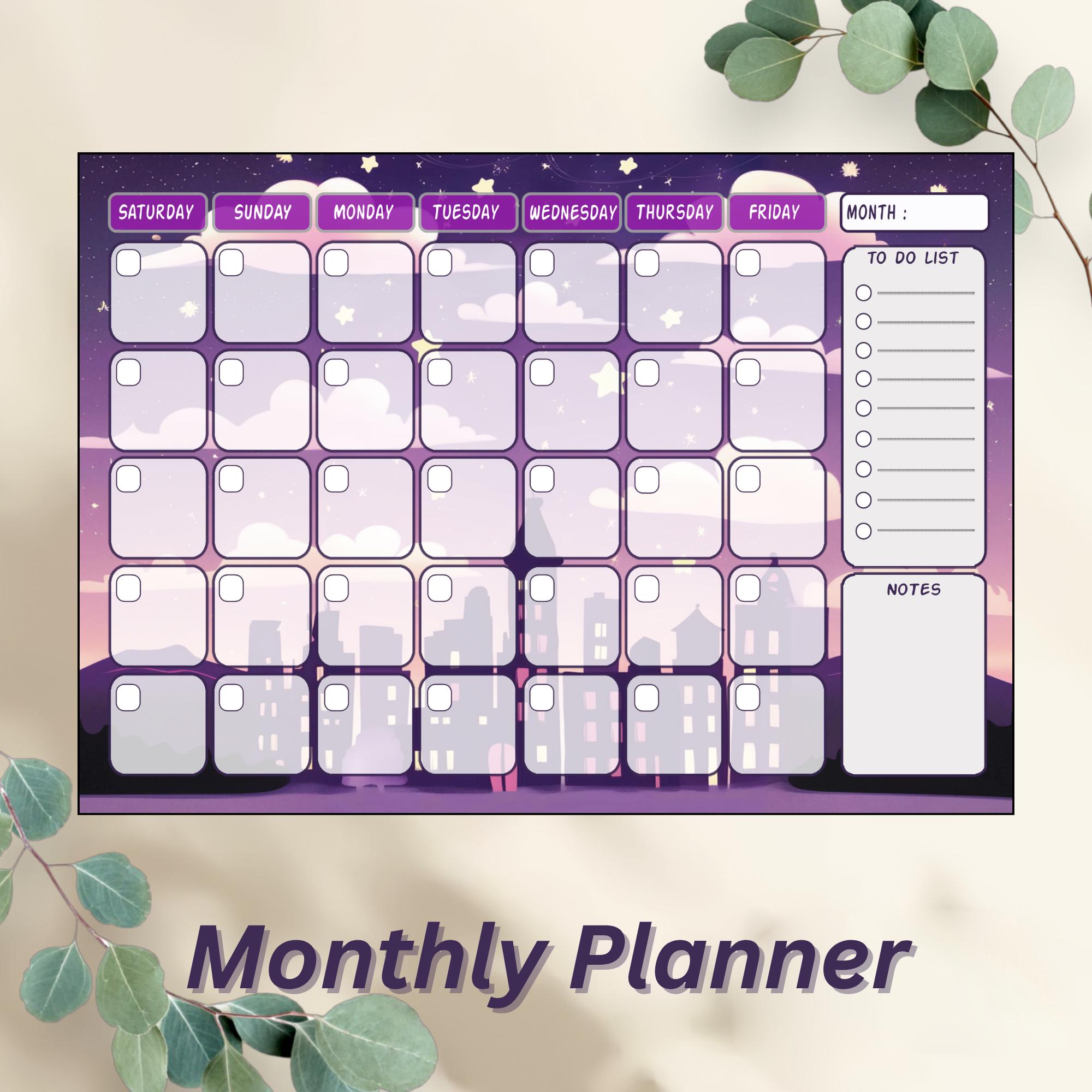 Printable Night City Planner Set / Daily Planner / Weekly / Monthly ...