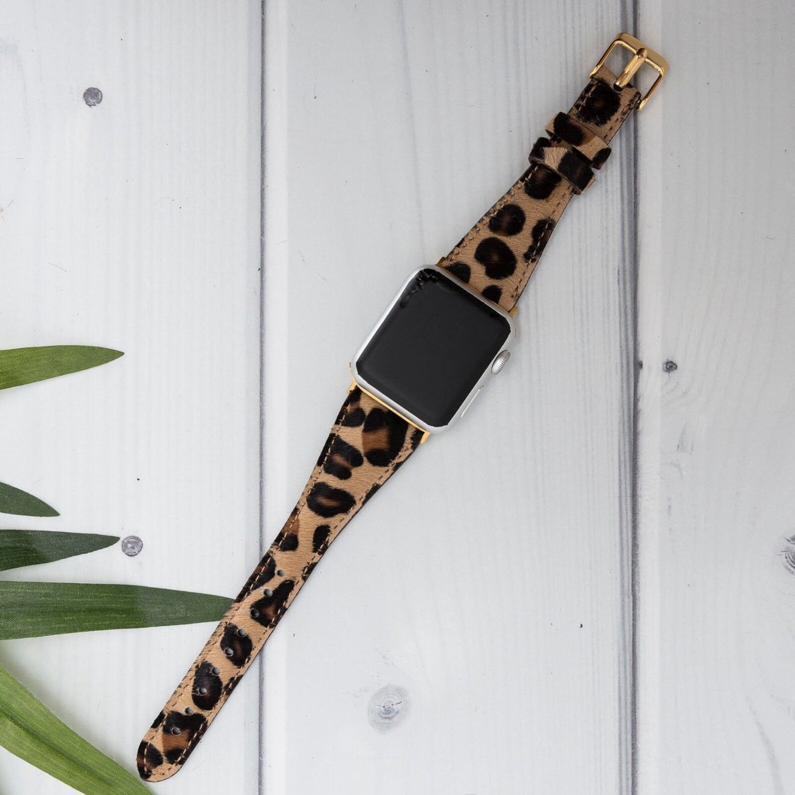 Slim Leopard Leather Apple Watch Band 38 40 41 42 44 45mm | Etsy