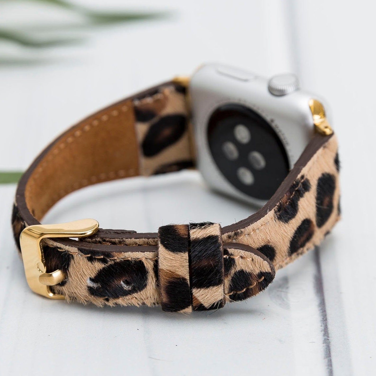 Slim Leopard Leather Apple Watch Band 38 40 41 42 44 45mm | Etsy