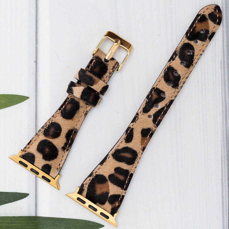 Slim Leopard Leather Apple Watch Band 38 40 41 42 44 45mm | Etsy