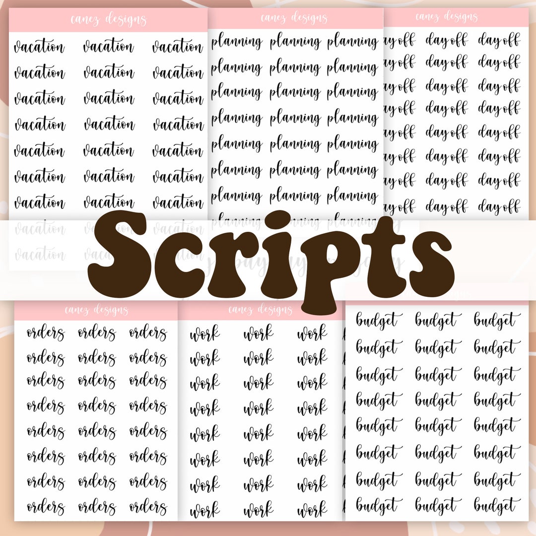 Planner Scripts Sticker Weekly Scripts Monthly Scripts Budget Planner ...