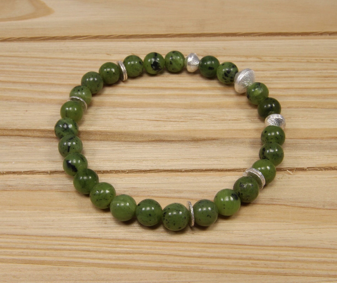 Nephrite Jade Genuine Bracelet, Gemstone Beaded Bracelet for Women - Etsy