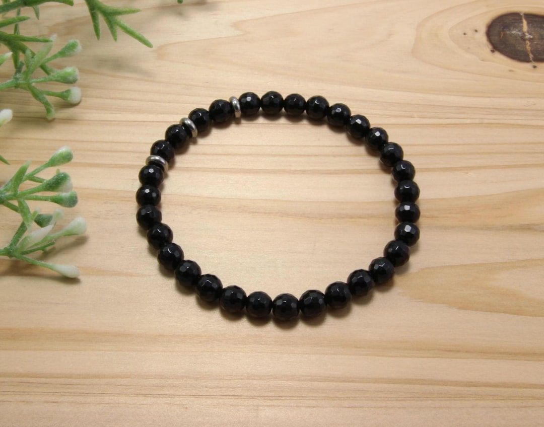 Black Onyx Beaded Bracelet - Handmade Protection Stone Jewelry ...