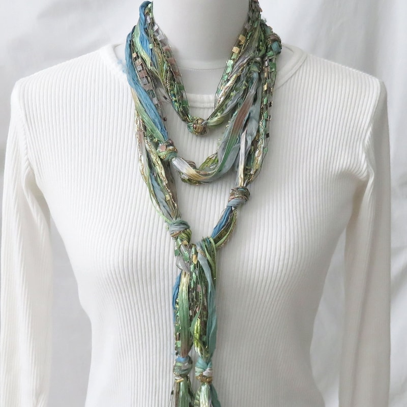 Boho Yarn Ribbon Scarf - Etsy