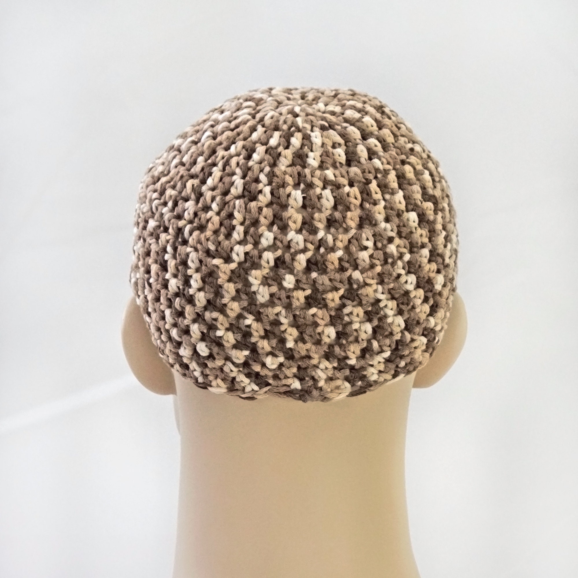 BROWN TAN WHITE Kippah Kippot Jewish Kipa Hand Crochet Cotton Adult ...