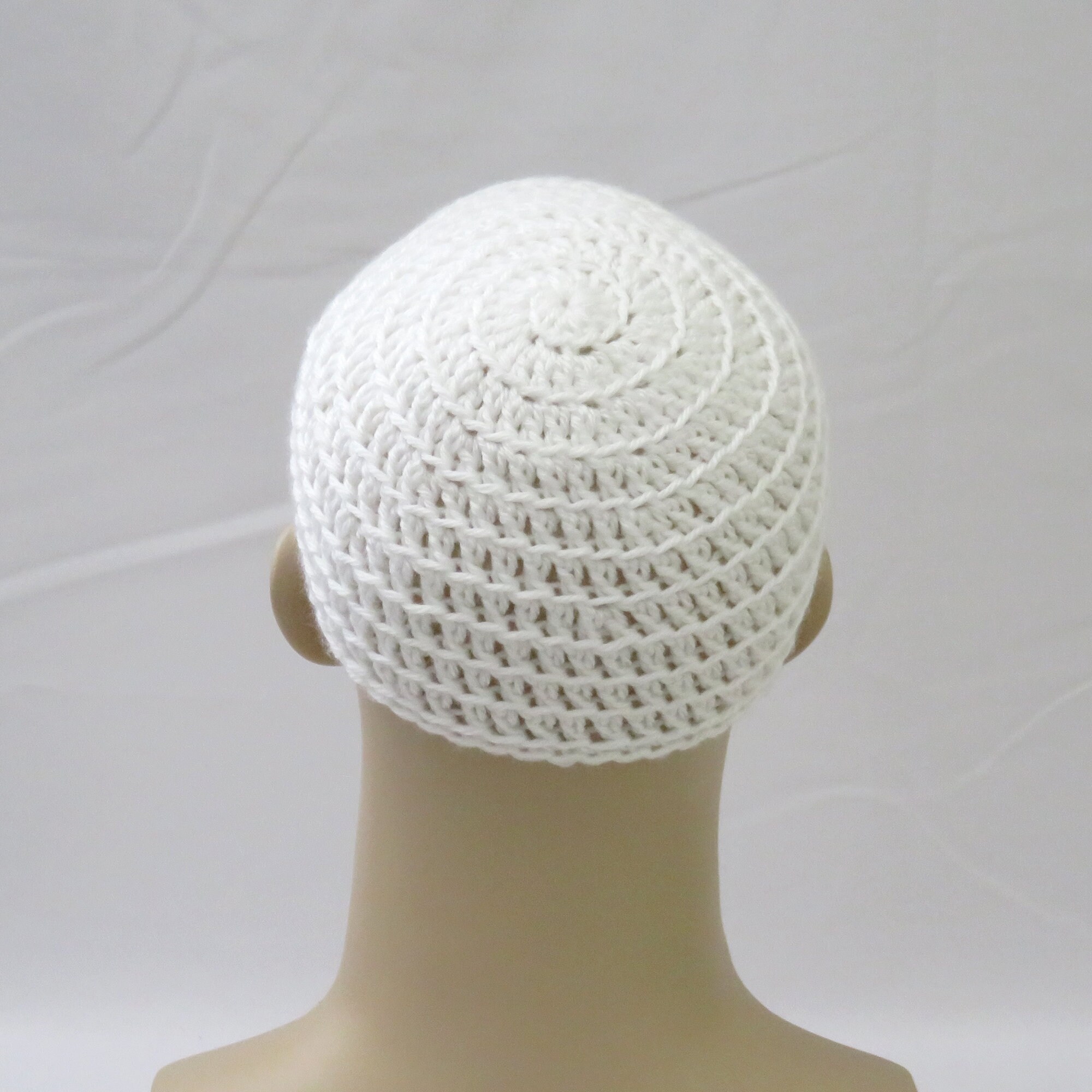 WHITE Kippah Kippot Jewish Kipa Hand Crochet Acrylic Adult Yarmulke ...