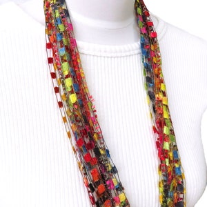 Colorful Multi-color Ribbon Necklace Scarf Necklace Lightweight Unique ...