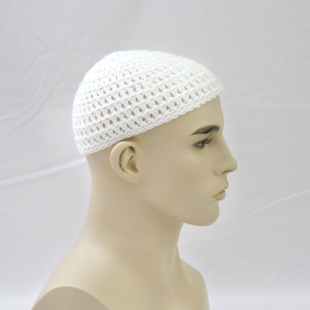 WHITE Kippah Kippot Jewish Kipa Hand Crochet Acrylic Adult Yarmulke ...