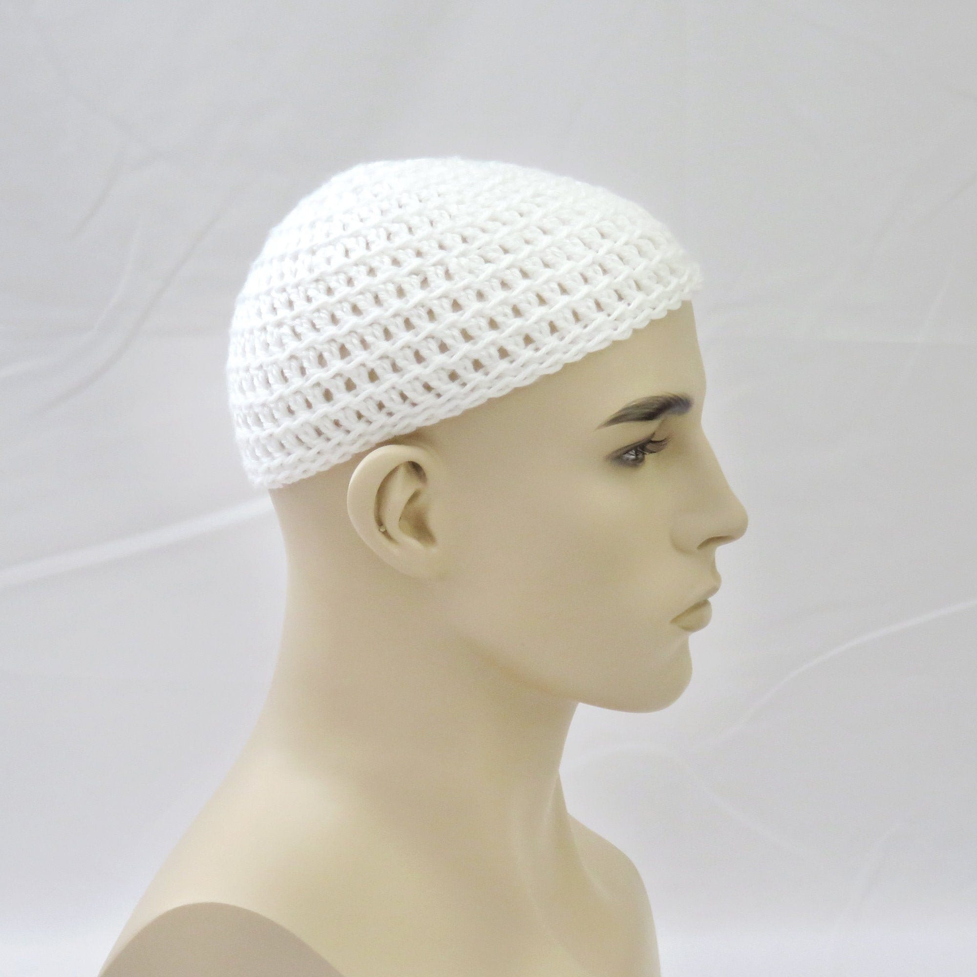 WHITE Kippah Kippot Jewish Kipa Hand Crochet Acrylic Adult Yarmulke ...