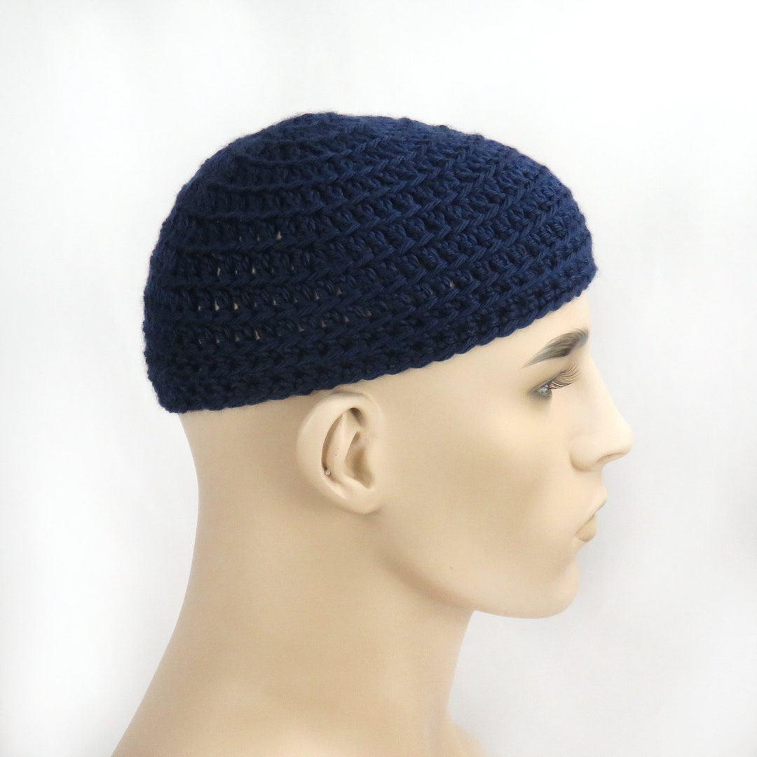 DARK BLUE NAVY Kippah Kippot Jewish Kipa Hand Crochet Acrylic Adult ...