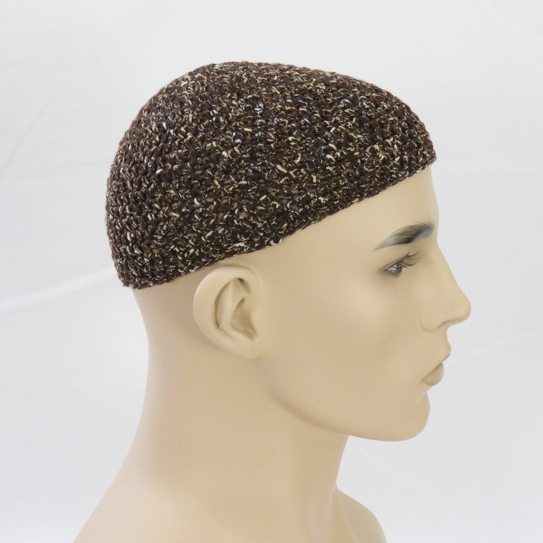 DARK BROWN MIX Kippah Kippot Jewish Kipa Hand Crochet Wool Acrylic ...