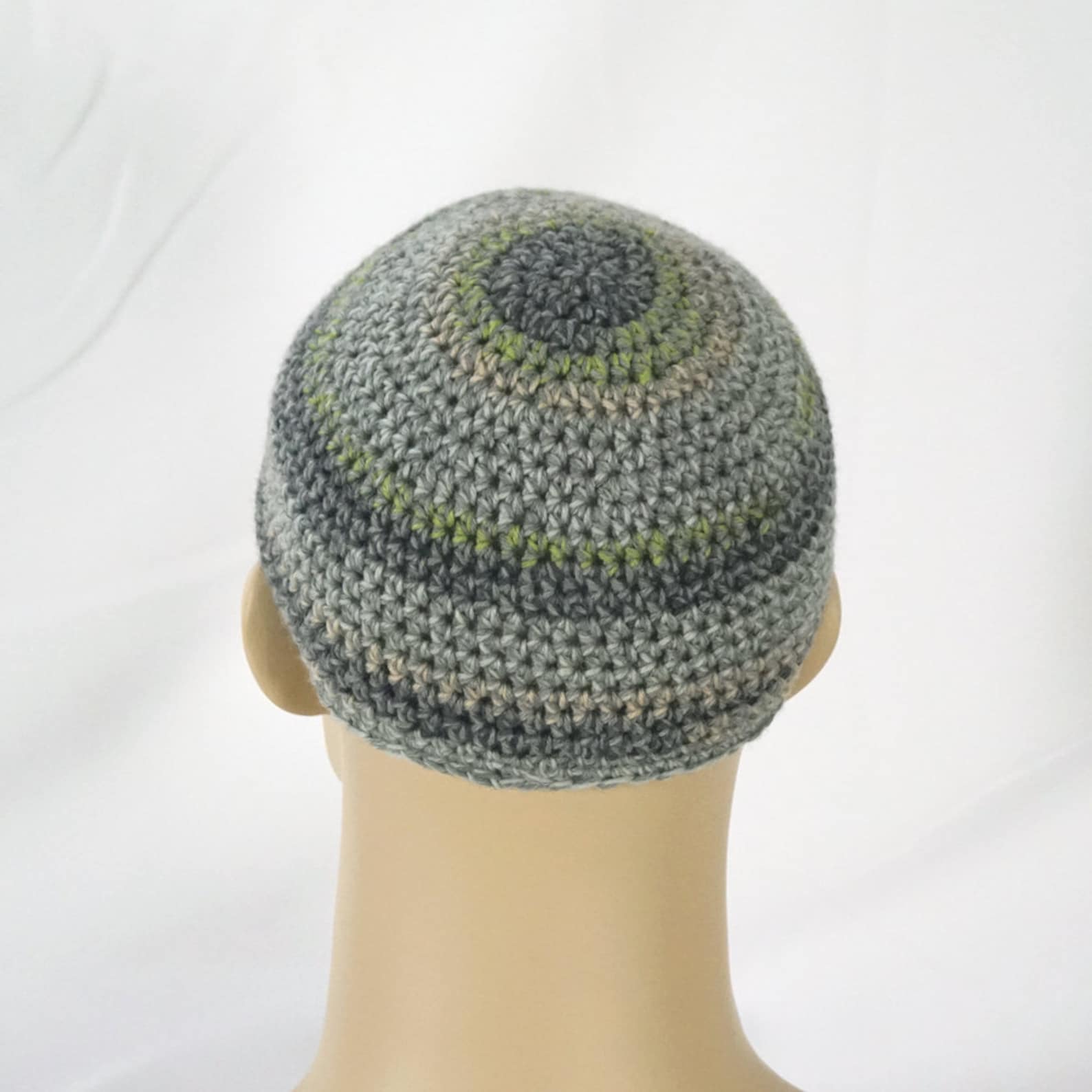 Grey Green Tan Mix Kippah Kippot Jewish Kipa Hand Crochet Superwash ...