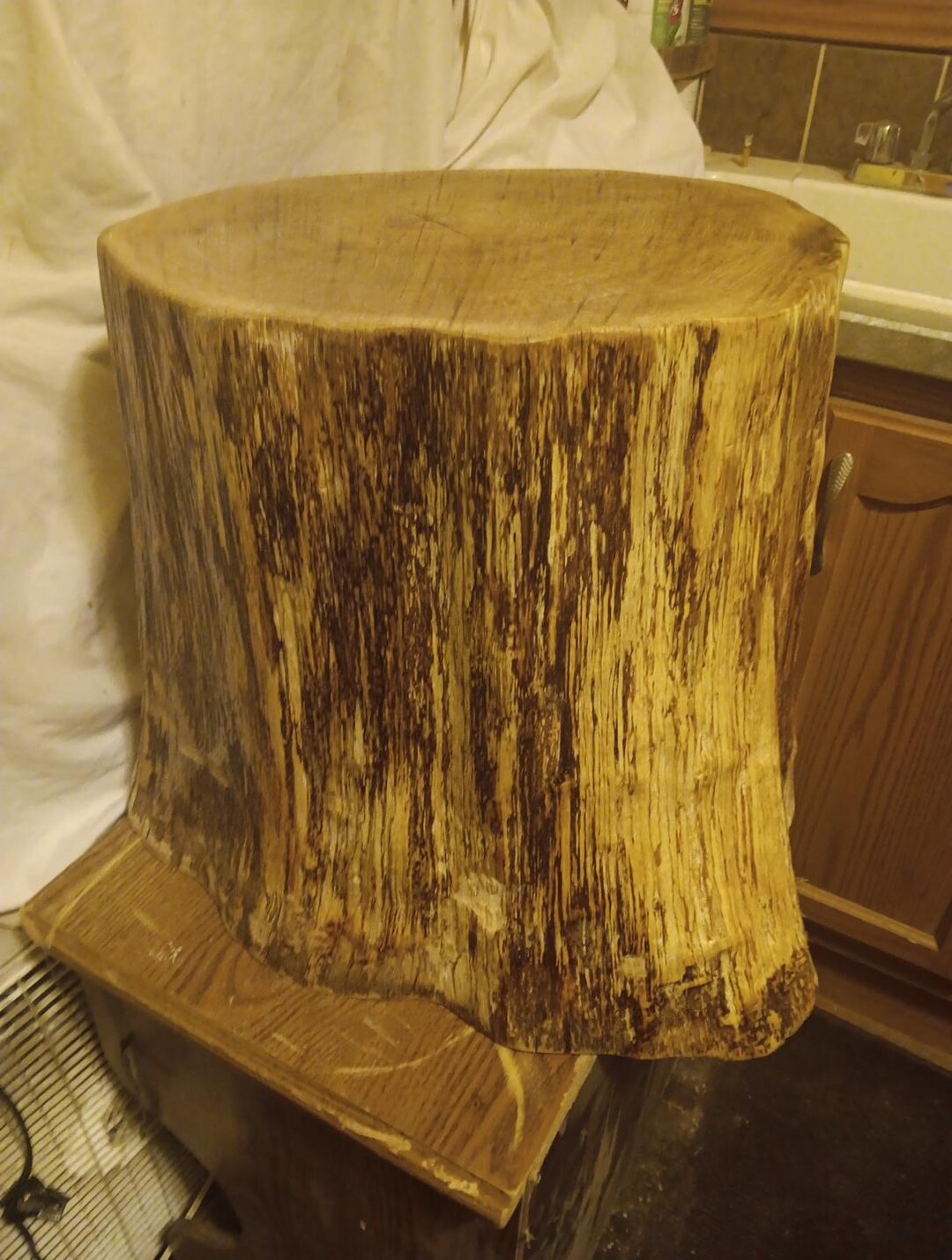 Chump! Half Chair/stump. Real Solid Oak Tree Stump on Casters Wheels ...