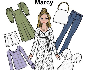 Fall Paper Doll Printable Coloring Pages Digital Download - Etsy