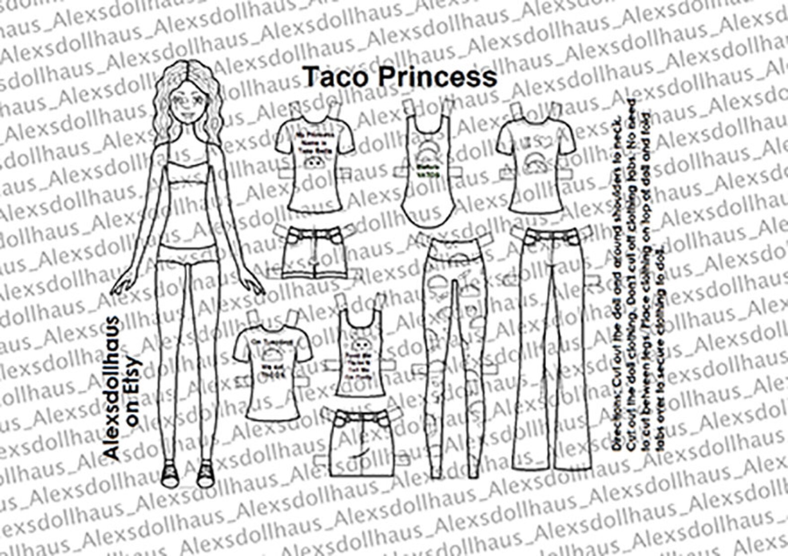 Taco Princess Printable Paper Doll Taco Themed Fashion - Etsy