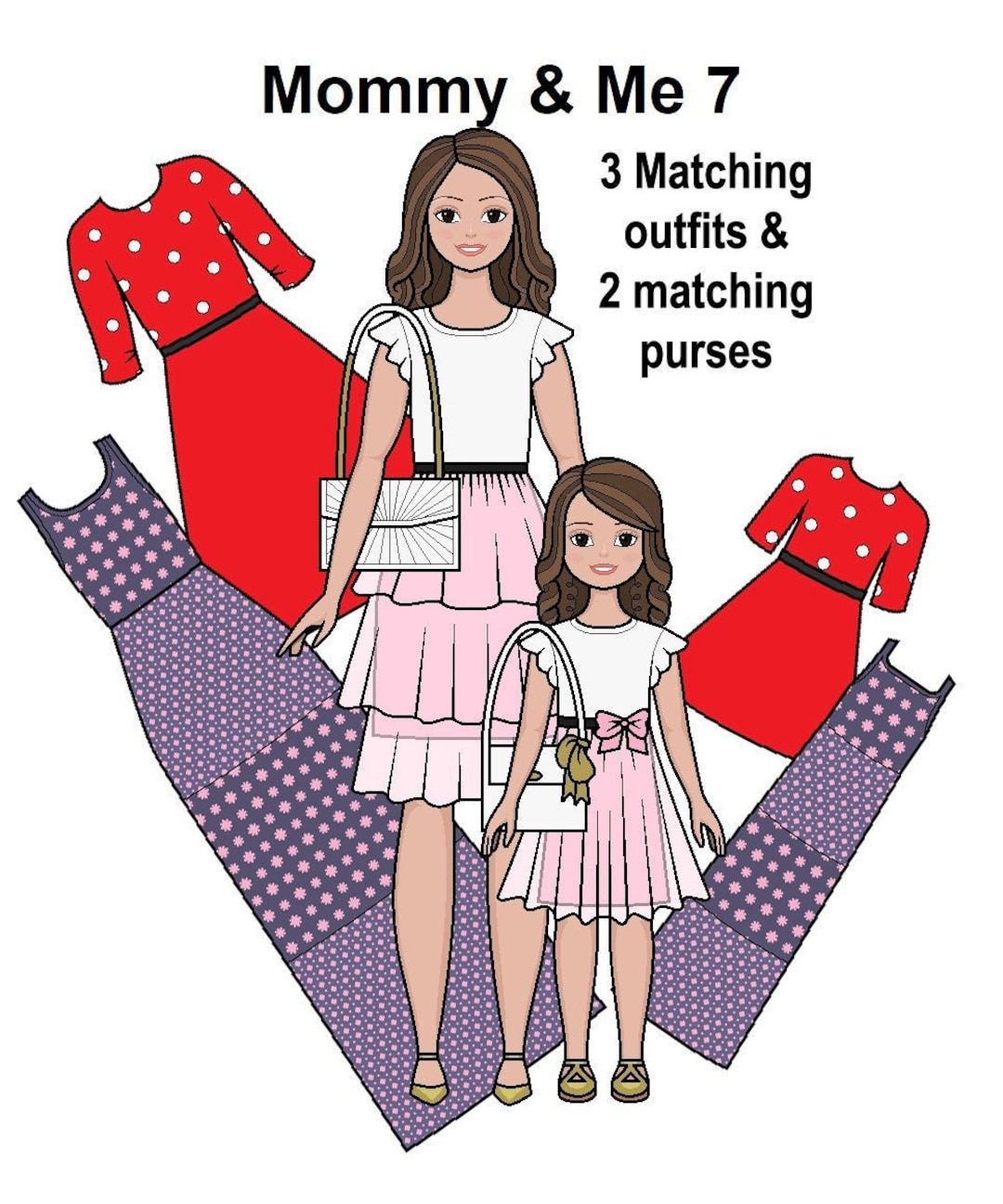 Mommy and Me 7 Paper Doll - Curvy Printable Paper Doll - Mother's Day ...