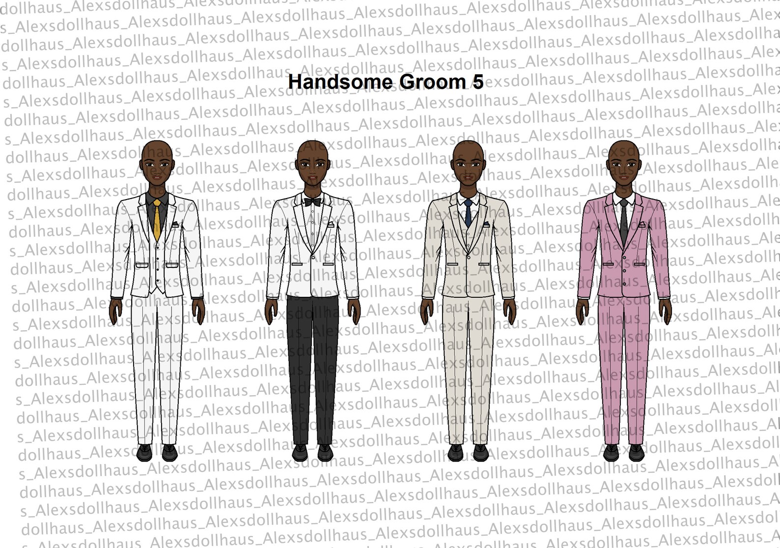 Handsome Groom 5 Printable Male Paper Doll - Wedding Black Paper Doll ...