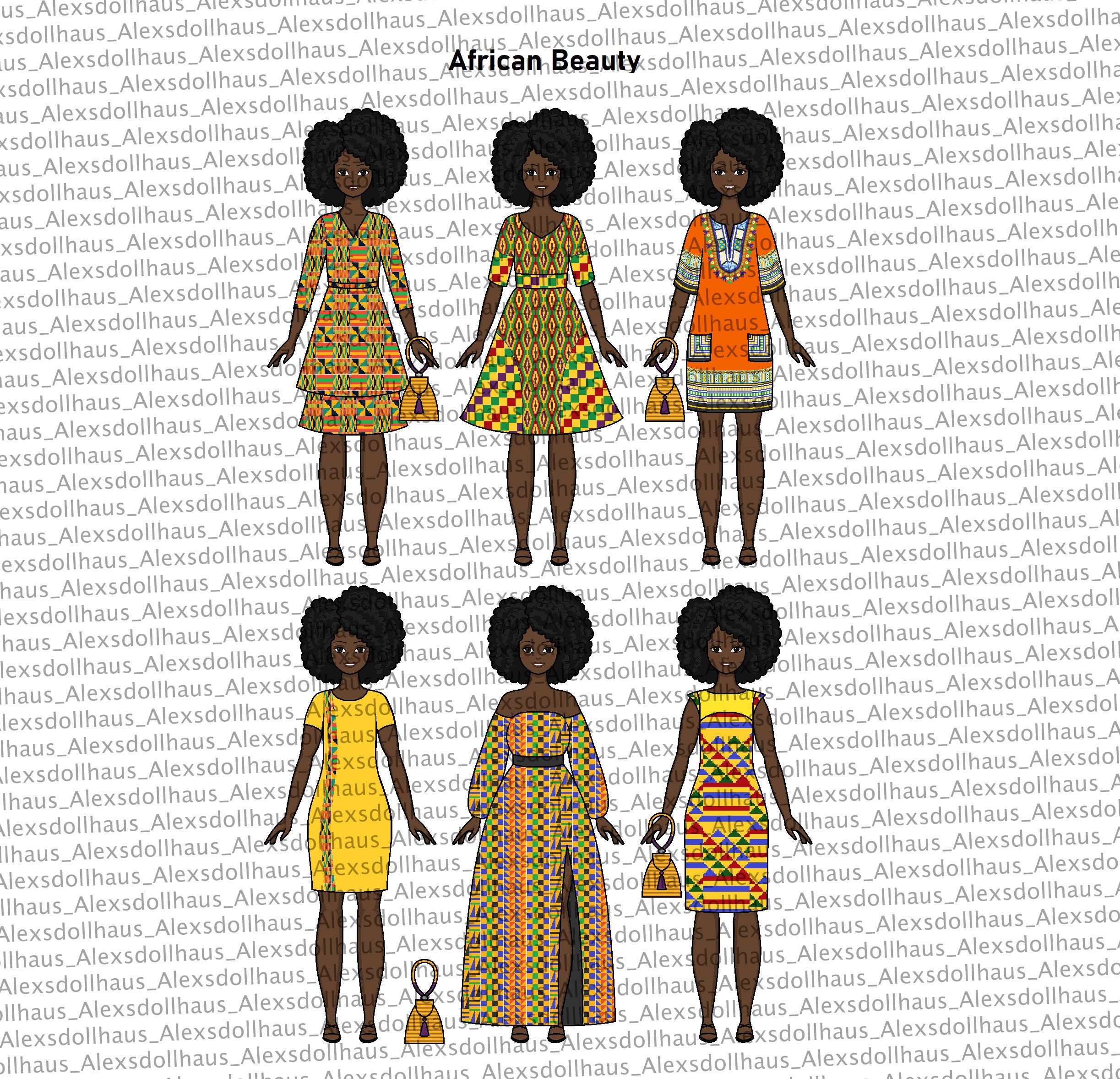 African Beauty Curvy Printable Paper Doll African Prints - Etsy