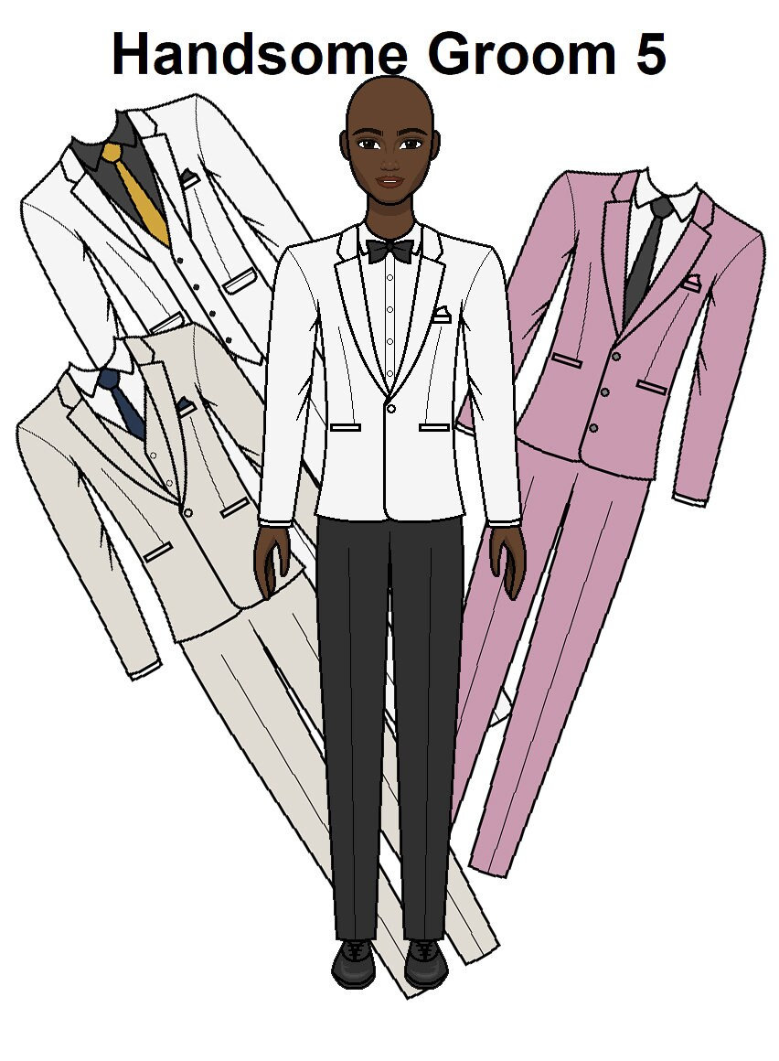 Handsome Groom 5 Printable Male Paper Doll - Wedding Black Paper Doll ...