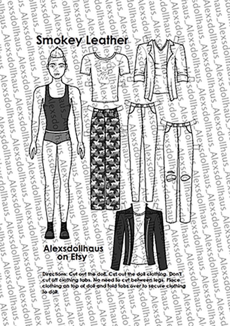 Smokey Leather Paper Doll Printable Male Paper Doll Punk - Etsy