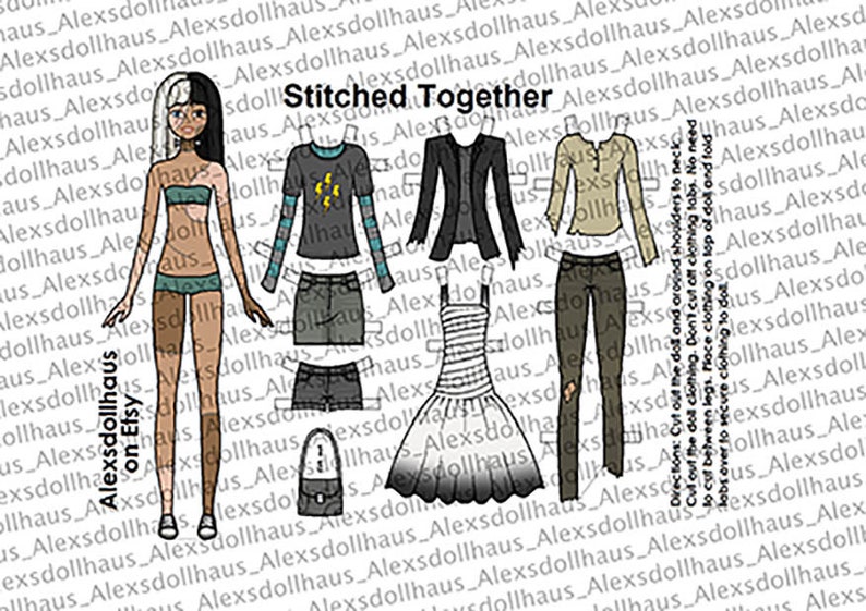 Stitched Together Paper Doll Printable Paper Doll - Etsy