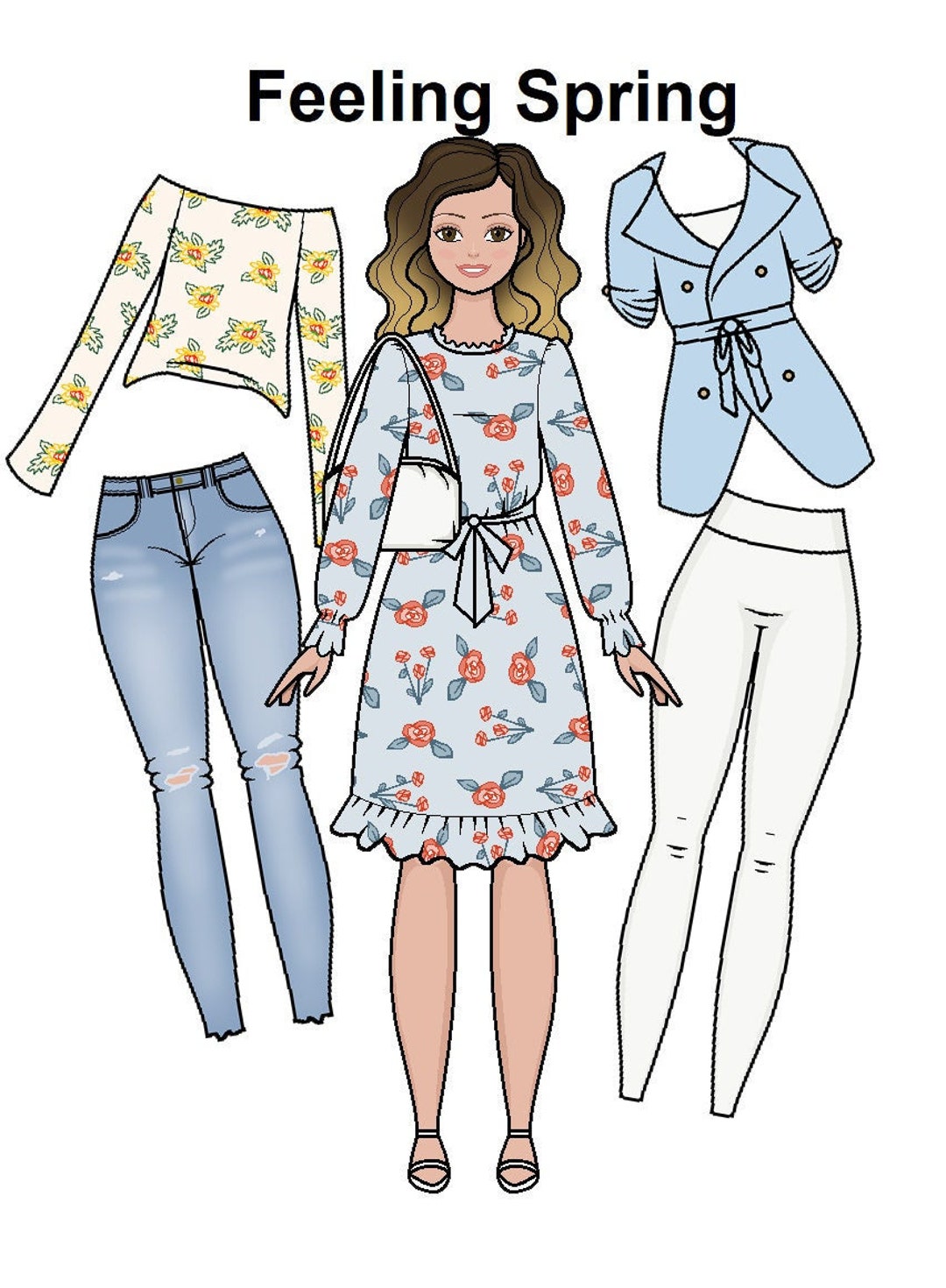 Feeling Spring Paper Doll - Curvy Printable Paper Doll - Floral Fashion ...