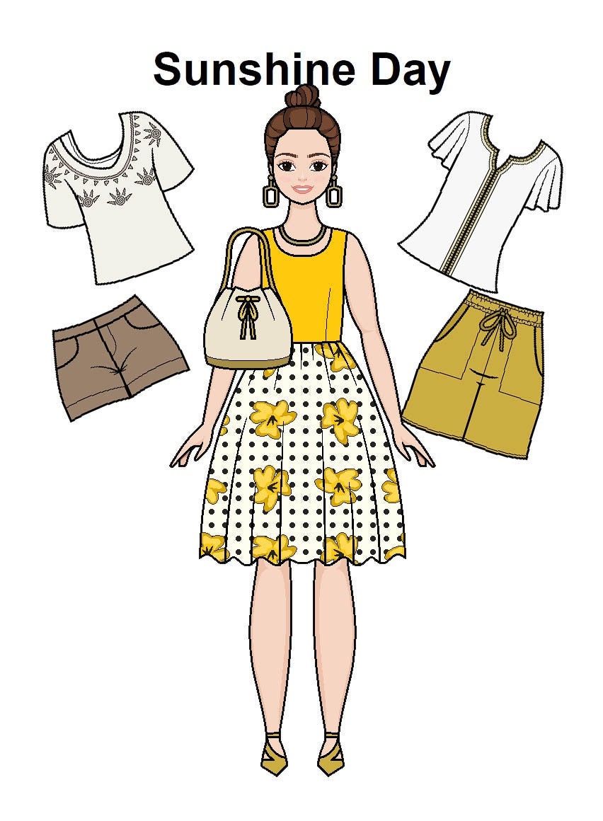 Sunshine Day Paper Doll Curvy Printable Paper Doll Yellow - Etsy
