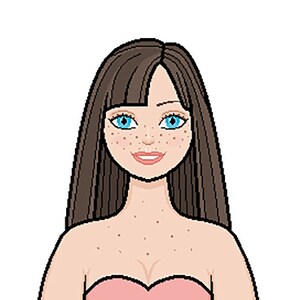 Freckles Printable Curvy Paper Doll - Casual Fashion Clothes - Blue and Coral Dresses - Doll ...