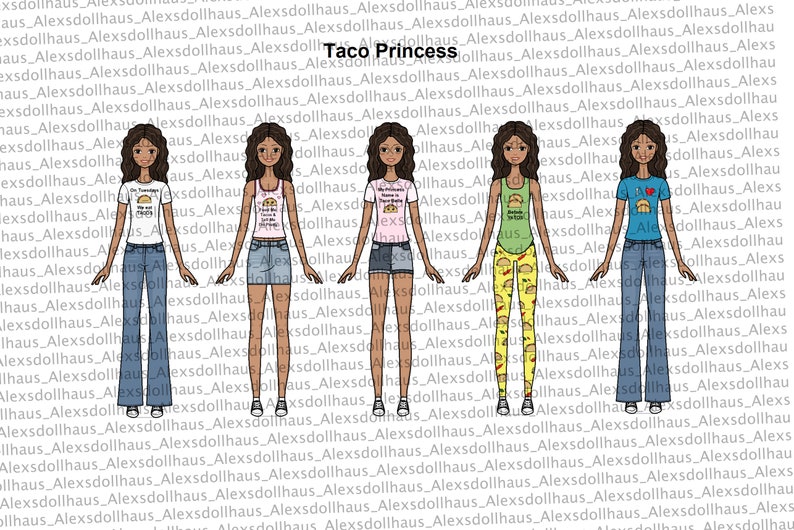 Taco Princess Printable Paper Doll Taco Themed Fashion - Etsy