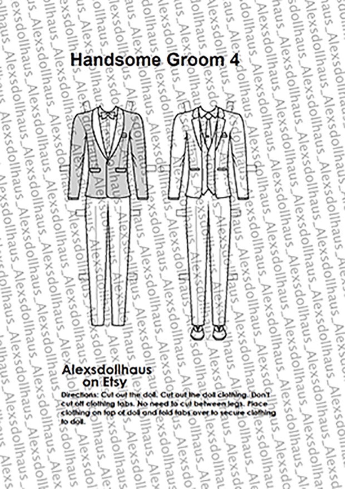 Handsome Groom 4 Printable Male Paper Doll Wedding Black - Etsy