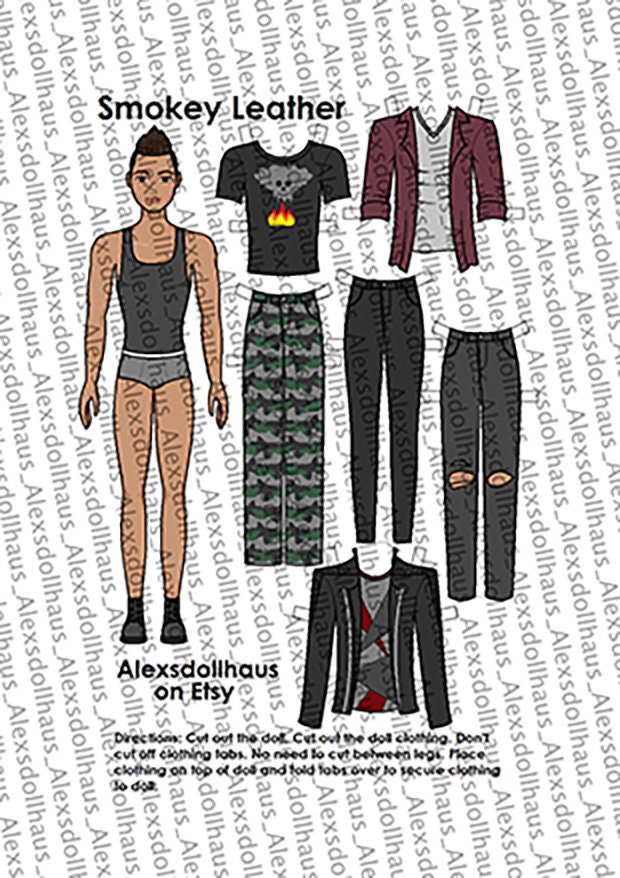Smokey Leather Paper Doll Printable Male Paper Doll Punk - Etsy UK