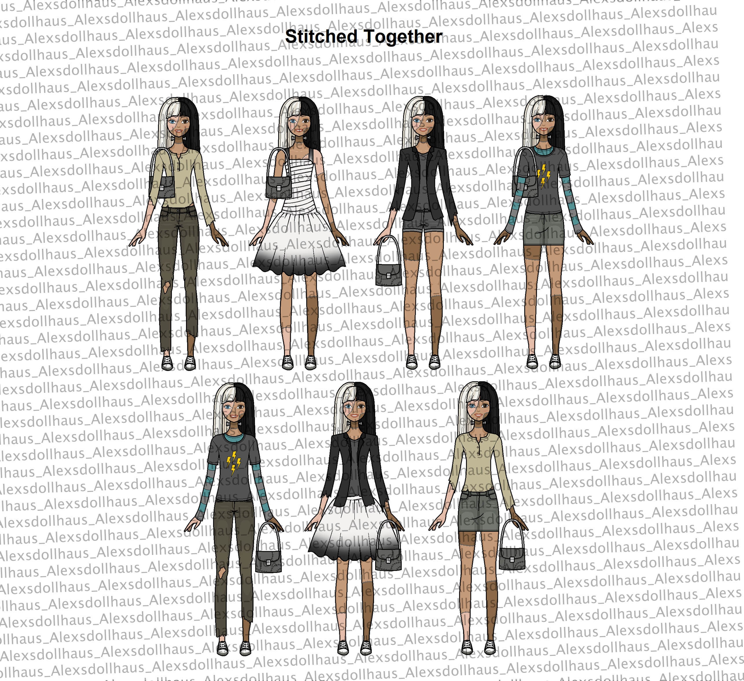 Stitched Together Paper Doll - Printable Paper Doll - Frankenstein Doll ...