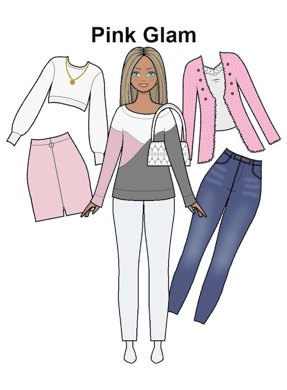 Pink Glam Paper Doll Curvy Printable Paper Doll Coloring | Etsy