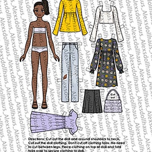 Tyra Paper Doll - Apple Body Shape - Casual Fashion - Black Paper Doll ...