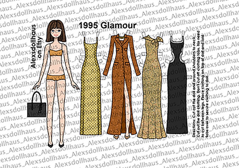 1995 Glamour Printable Paper Doll 90's Fashion | Etsy