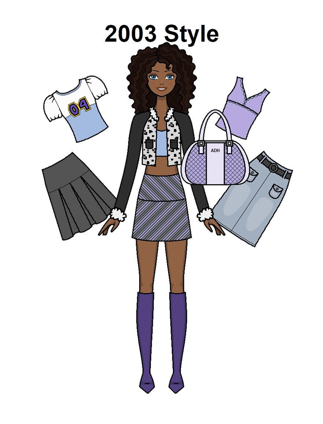 2003 Style Paper Doll - AA Printable Paper Doll - African American Doll ...