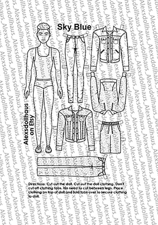 Sky Blue Paper Doll Printable Male Paper Doll Winter and - Etsy Australia