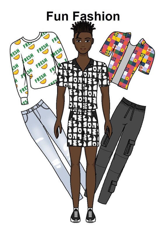 Fun Fashion Paper Doll Printable Male Paper Doll Wild | Etsy