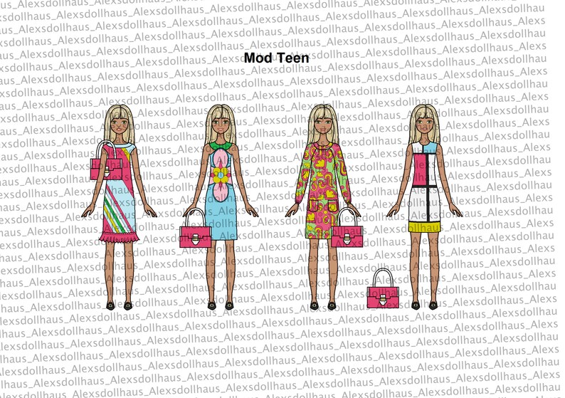 MOD Teen Paper Doll Printable Paper Doll 60's Fashion | Etsy