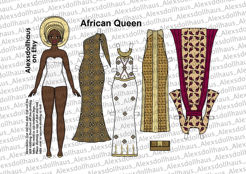 African Queen - Curvy Printable Paper Doll - Black Royalty - Couture ...